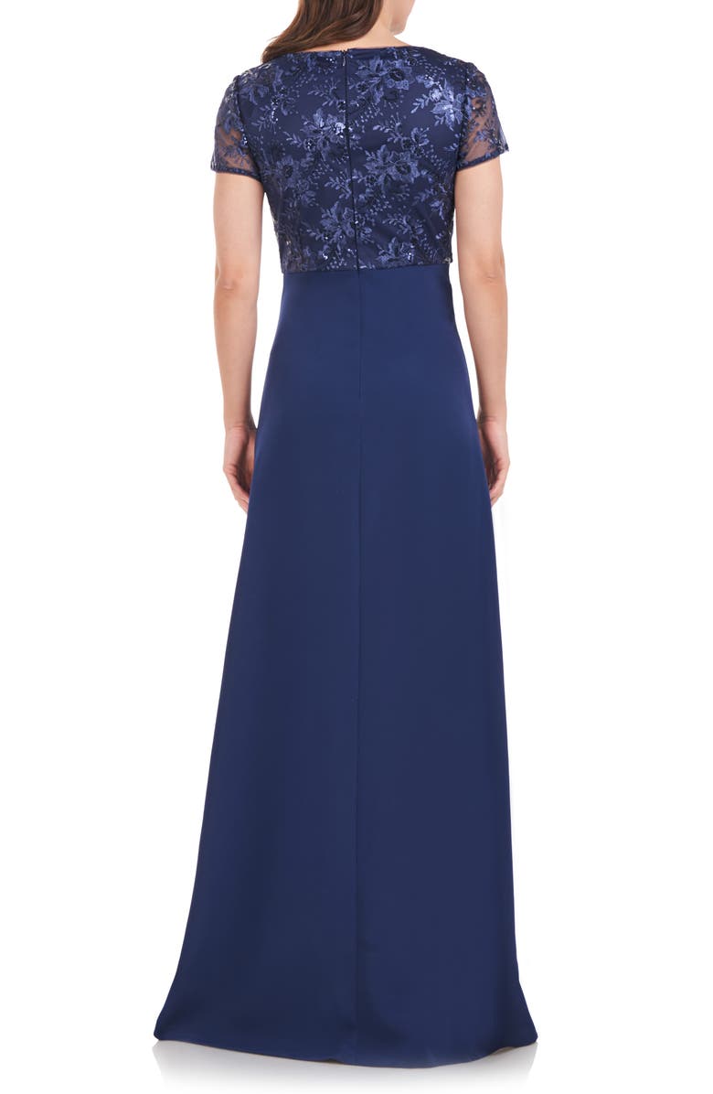 JS Collections Rae Floral Embroidered Bow Detail A-Line Gown ...