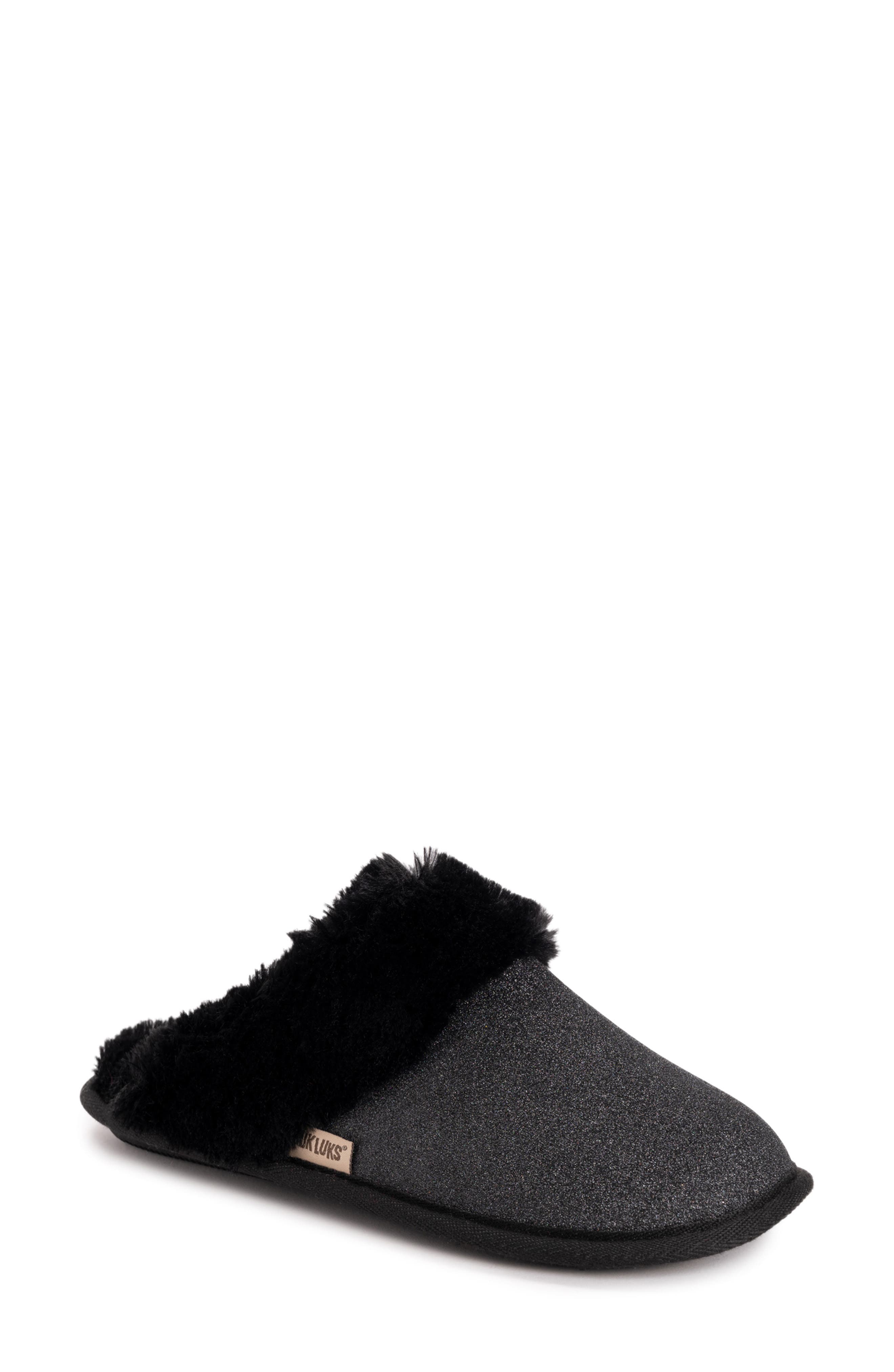 MUK LUKS Faux Shearling Trim Sparkle Scuff Slipper (Women) | Nordstromrack