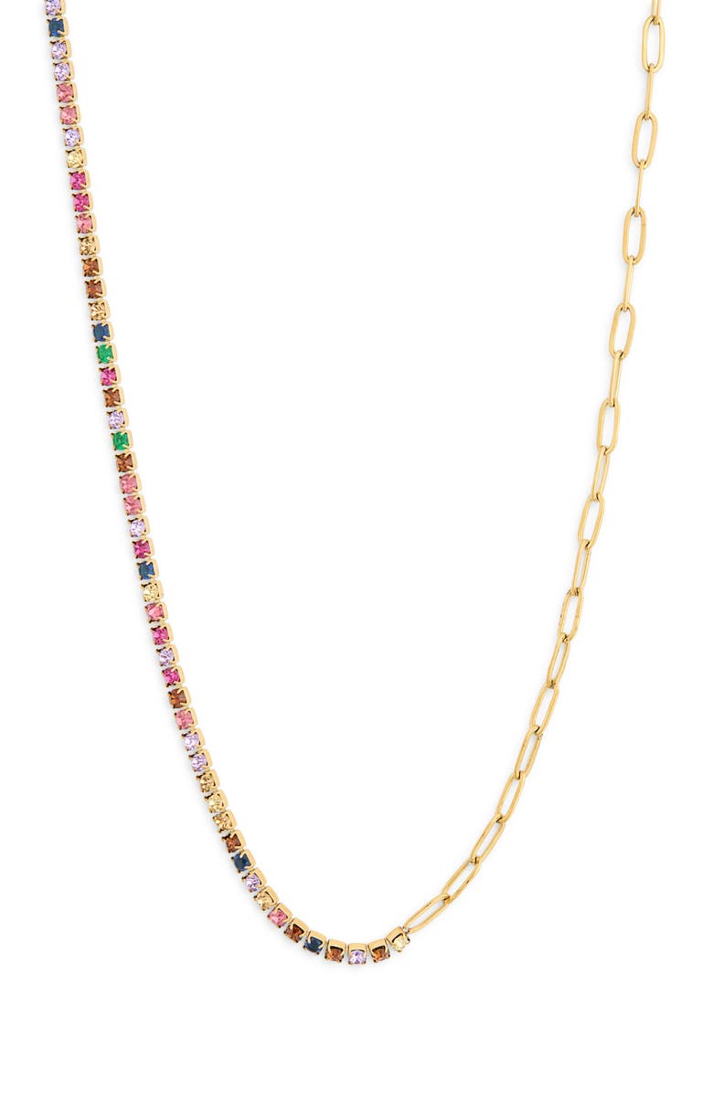 Knotty Rainbow Crystal Paper Clip Chain Necklace | Nordstromrack