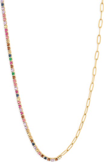 Knotty Rainbow Crystal Paper Clip Chain Necklace | Nordstromrack