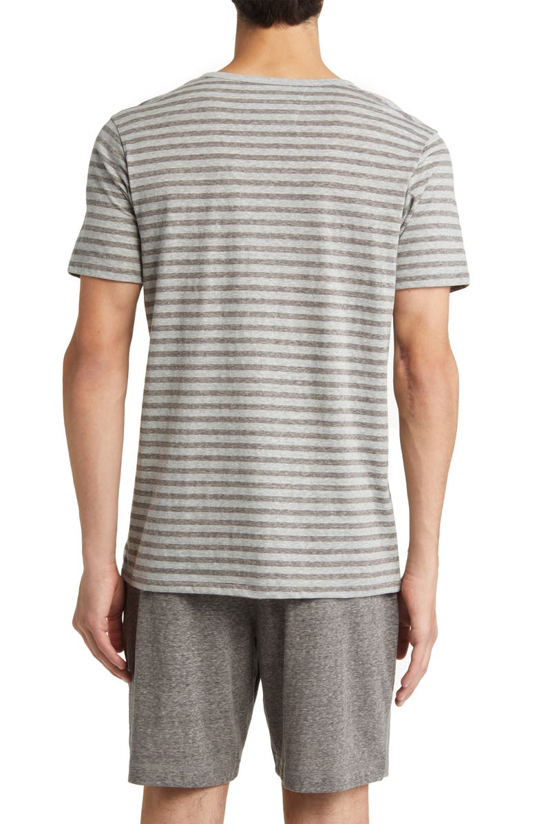 Daniel Buchler Heathered Stripe Recycled Cotton Blend Henley Pajama T ...