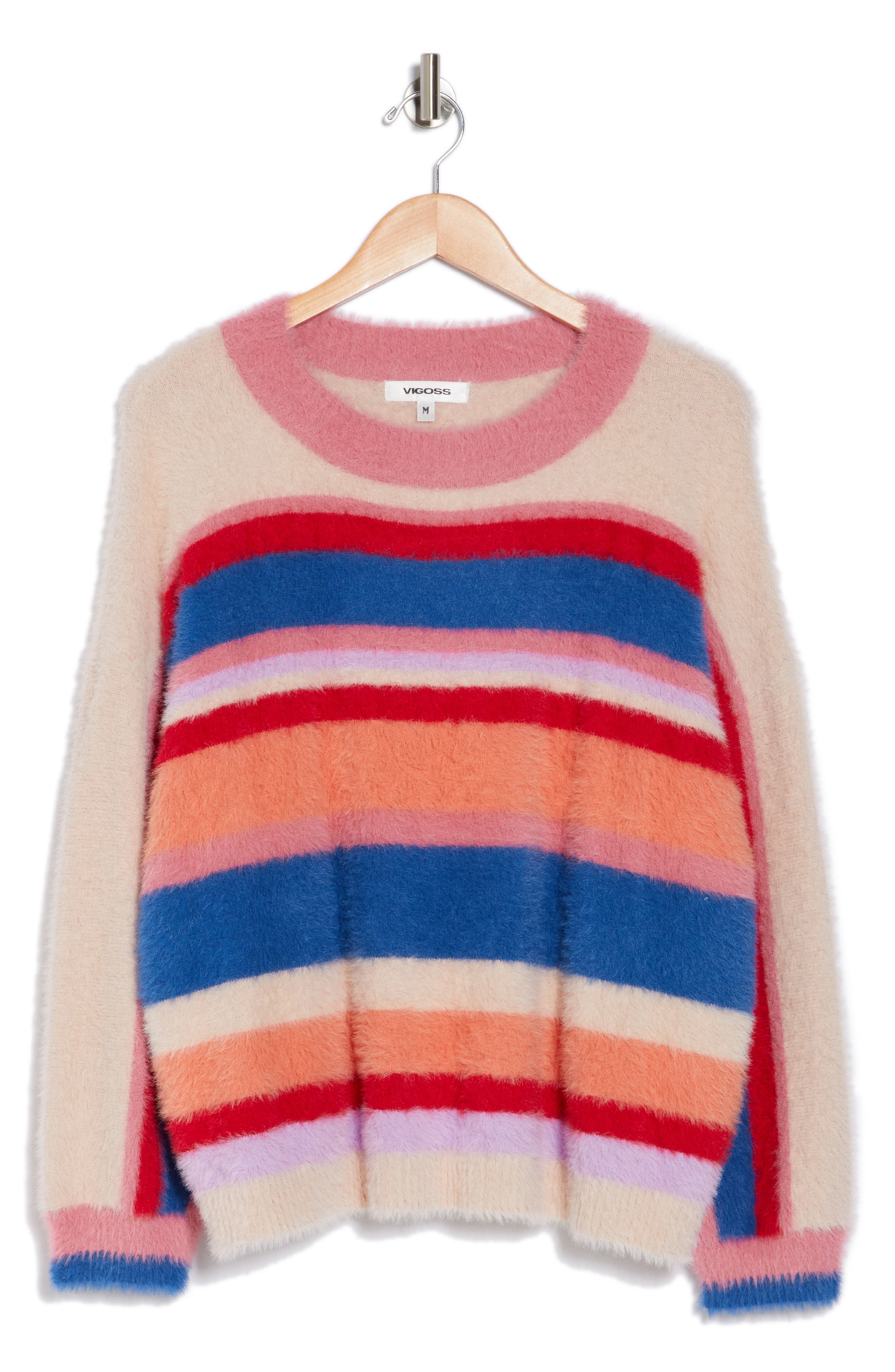 Vigoss Stripe Hair Yarn Crewneck Sweater | Nordstromrack