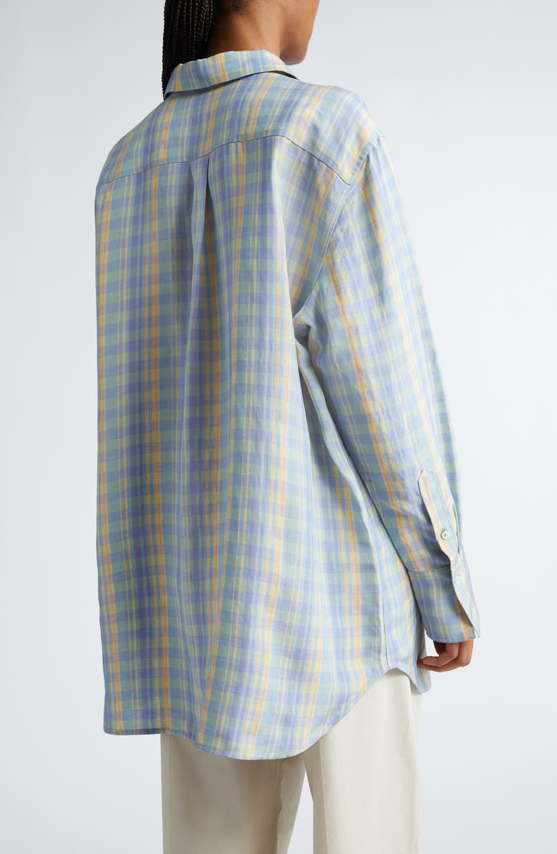 TOTEME Relaxed Fit Plaid Linen Blend Button-Up Shirt | Nordstromrack