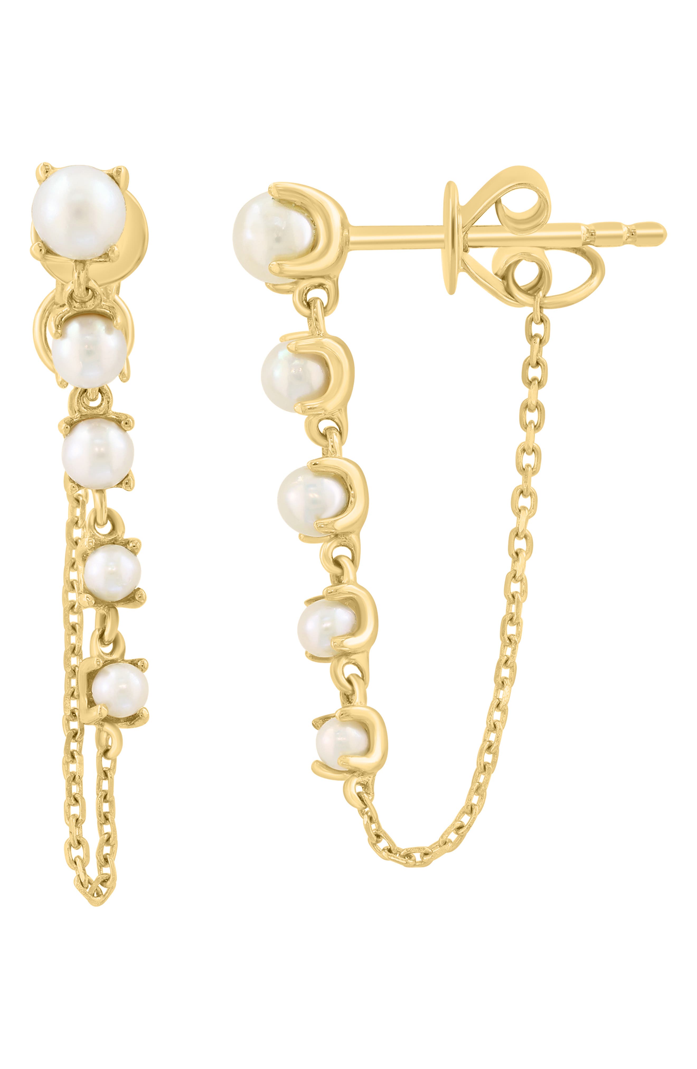 EFFY 14K Yellow Gold Cultured Freshwater Pearl Front/Back Earrings ...