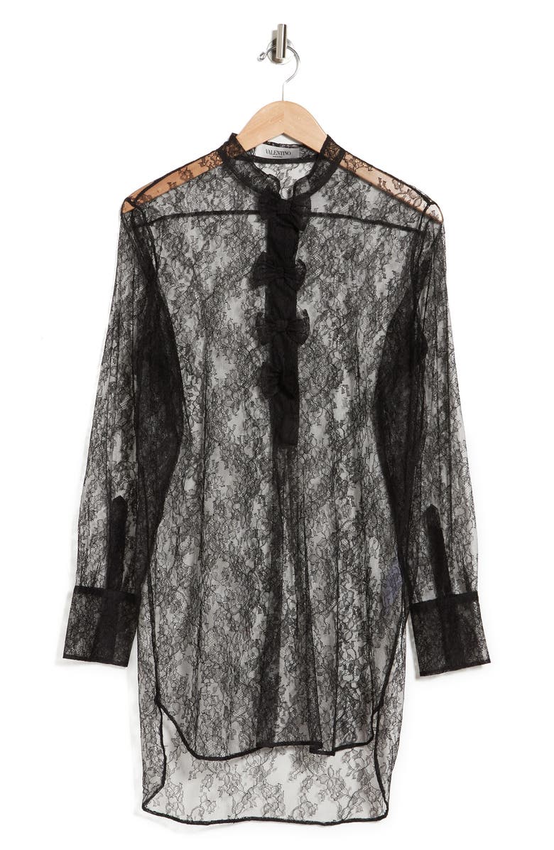 Valentino Sheer Long Sleeve Silk Lace Tunic | Nordstromrack