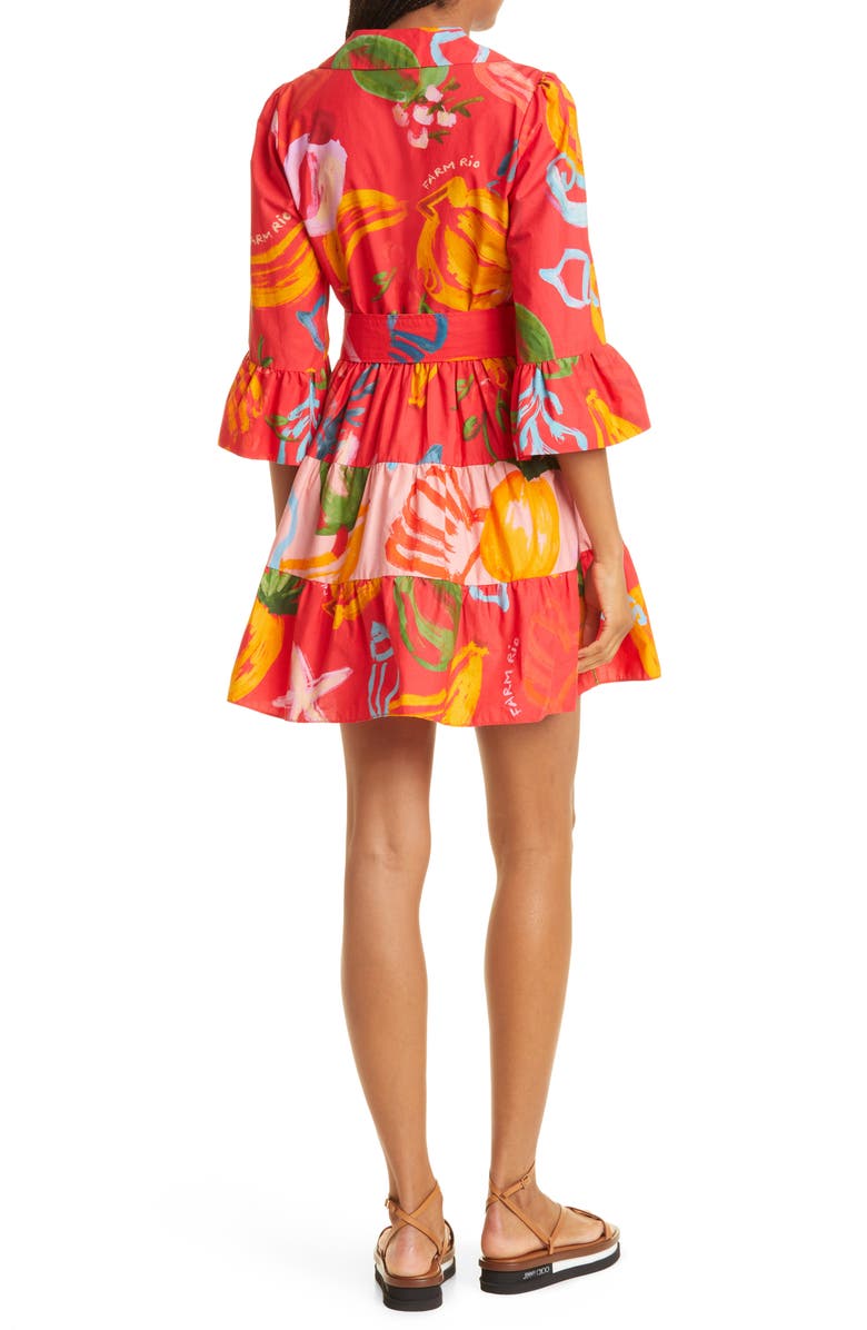 FARM Rio Mixed Fruits Ocean Belted Cotton Shirtdress | Nordstromrack