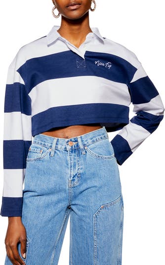 Topshop Nice Try Rugby Polo Crop Top | Nordstrom