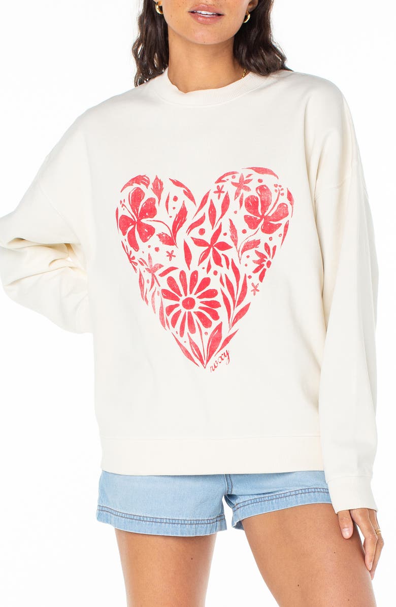 Roxy Line-Up Heart Oversize Graphic Sweatshirt | Nordstromrack