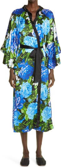 Richard Quinn Roxy Floral Print Silk Robe | Nordstrom