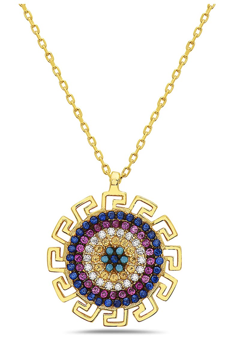 BEST SILVER 18K Gold Plated Sterling Silver Crystal Multi Color Greek ...