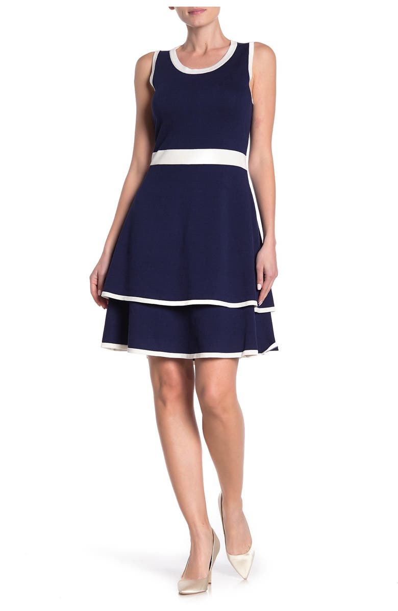 Nina Leonard Tiered Skirt Piped Dress | Nordstromrack