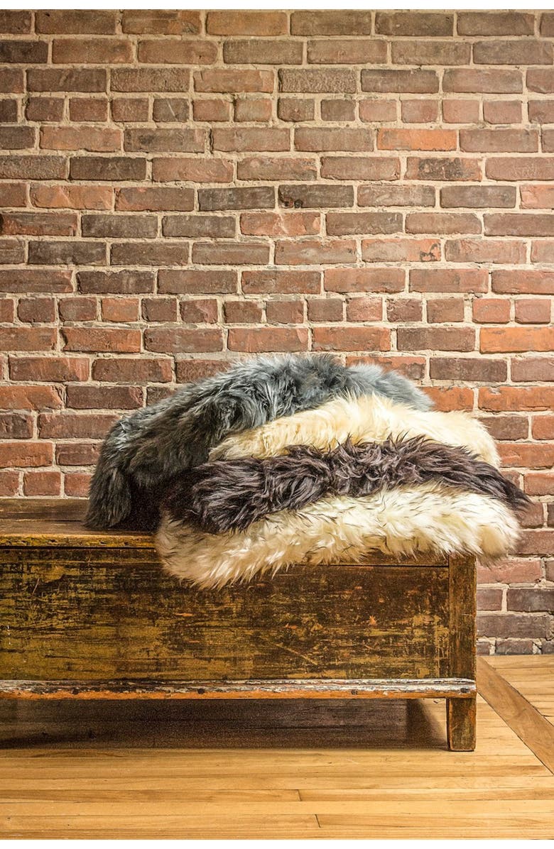 NATURAL Milan Genuine Sheepskin Shearling Throw 24" x 36" - Cream ...