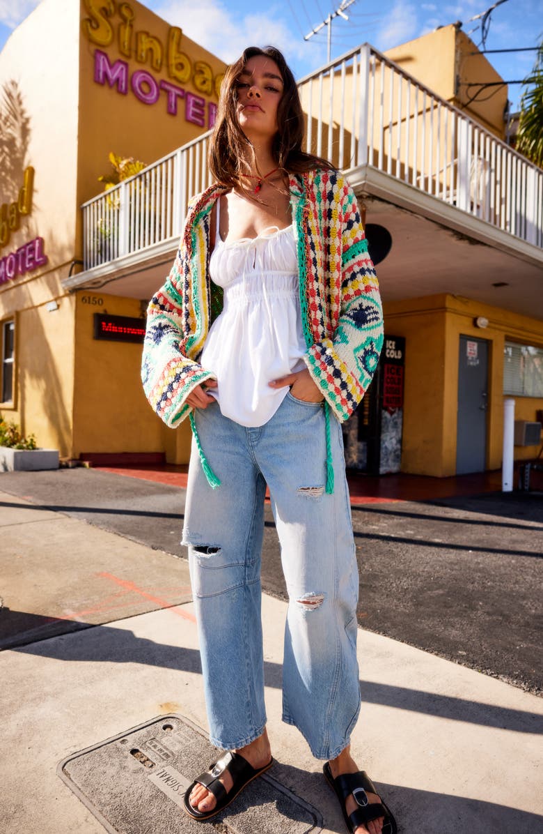 Free People Baja Baby Crochet Open Front Hooded Cardigan | Nordstromrack