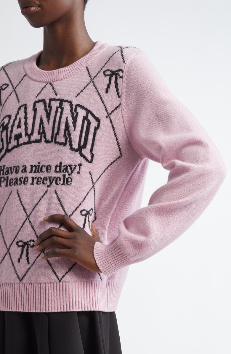 Ganni Logo Print Crewneck Sweater | Nordstromrack