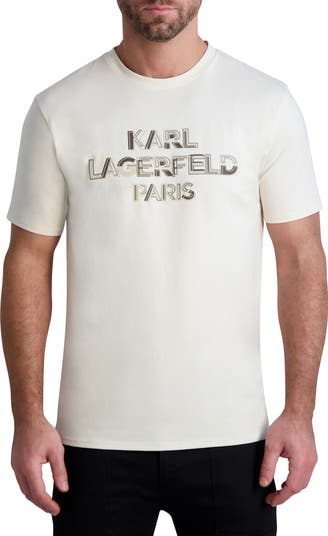 KARL LAGERFELD PARIS Karl Colorblock Lines Cotton Graphic T-Shirt ...