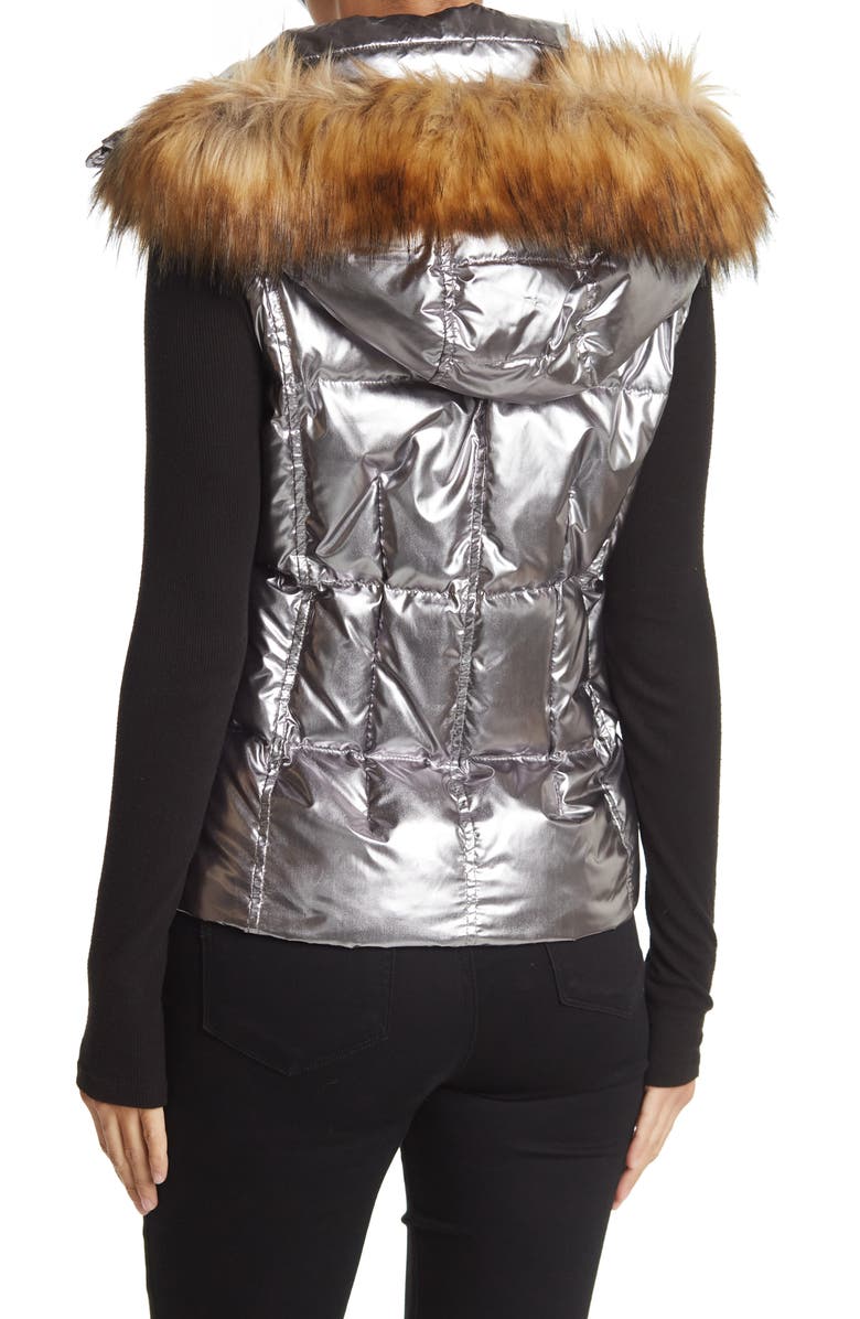 S13 Snowcat Faux Fur Trim Metallic Puffer Down Vest | Nordstromrack