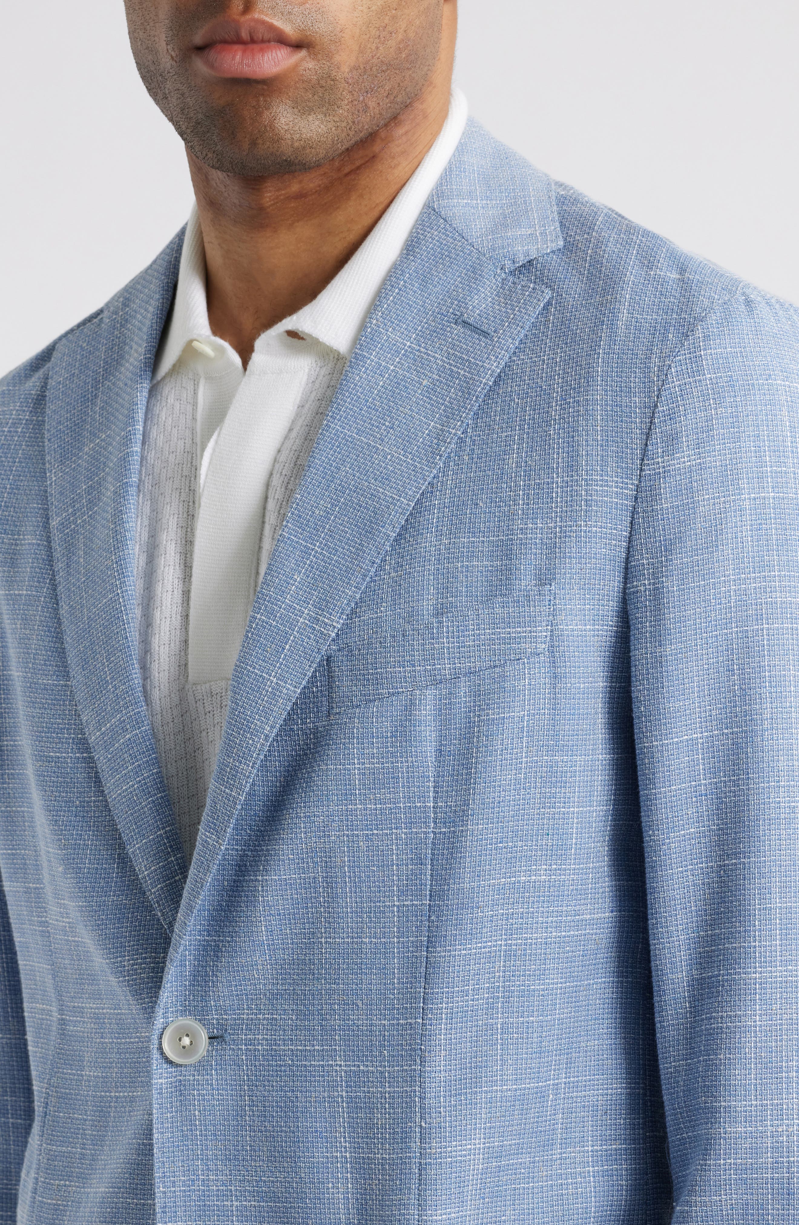 BOSS Hanry Slim Fit Light Blue Slub Wool & Cotton Blend Sport Coat ...