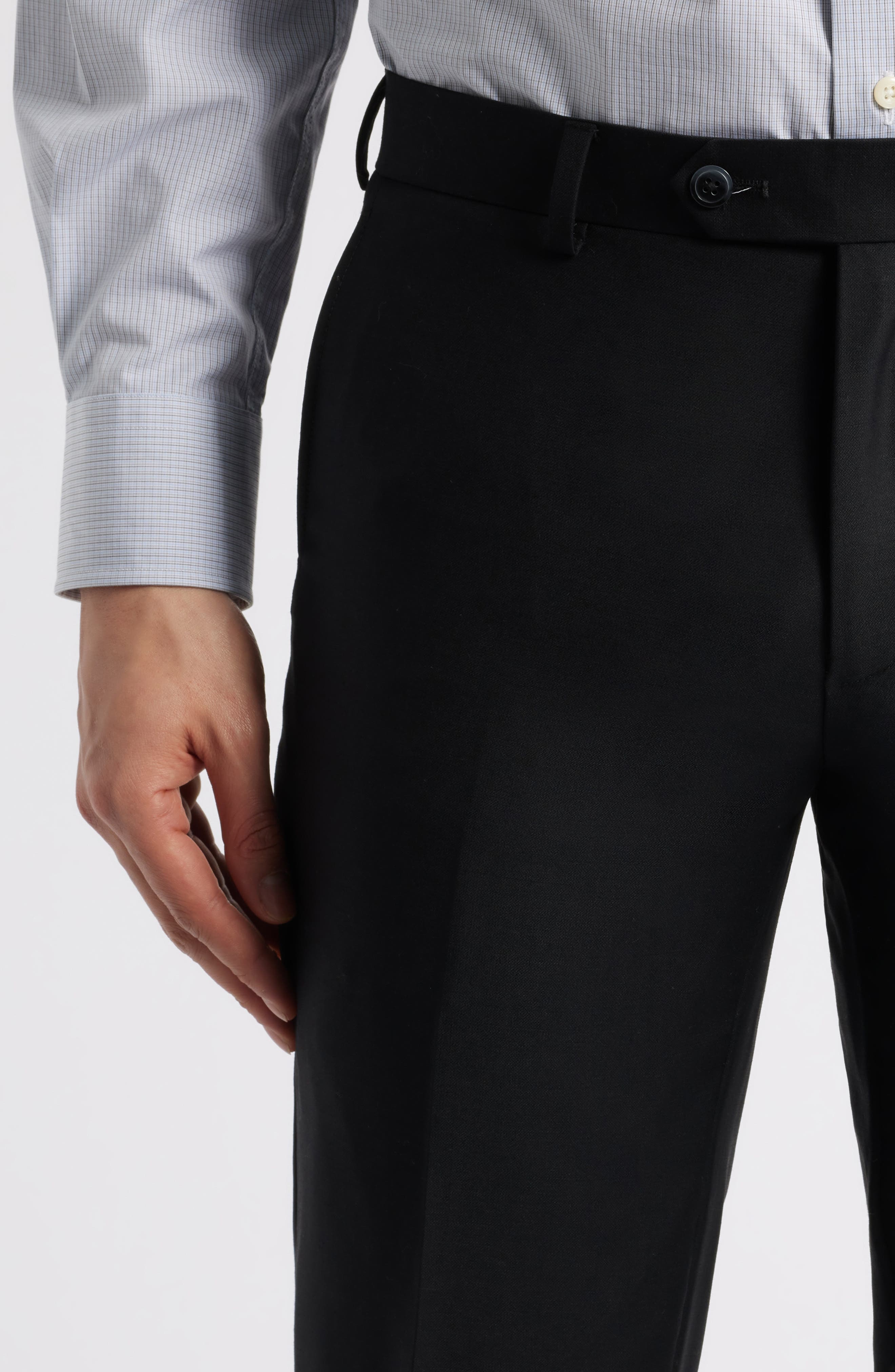 ZANETTI Slim Fit Flat Front Black Wool Dress Pants | Nordstromrack