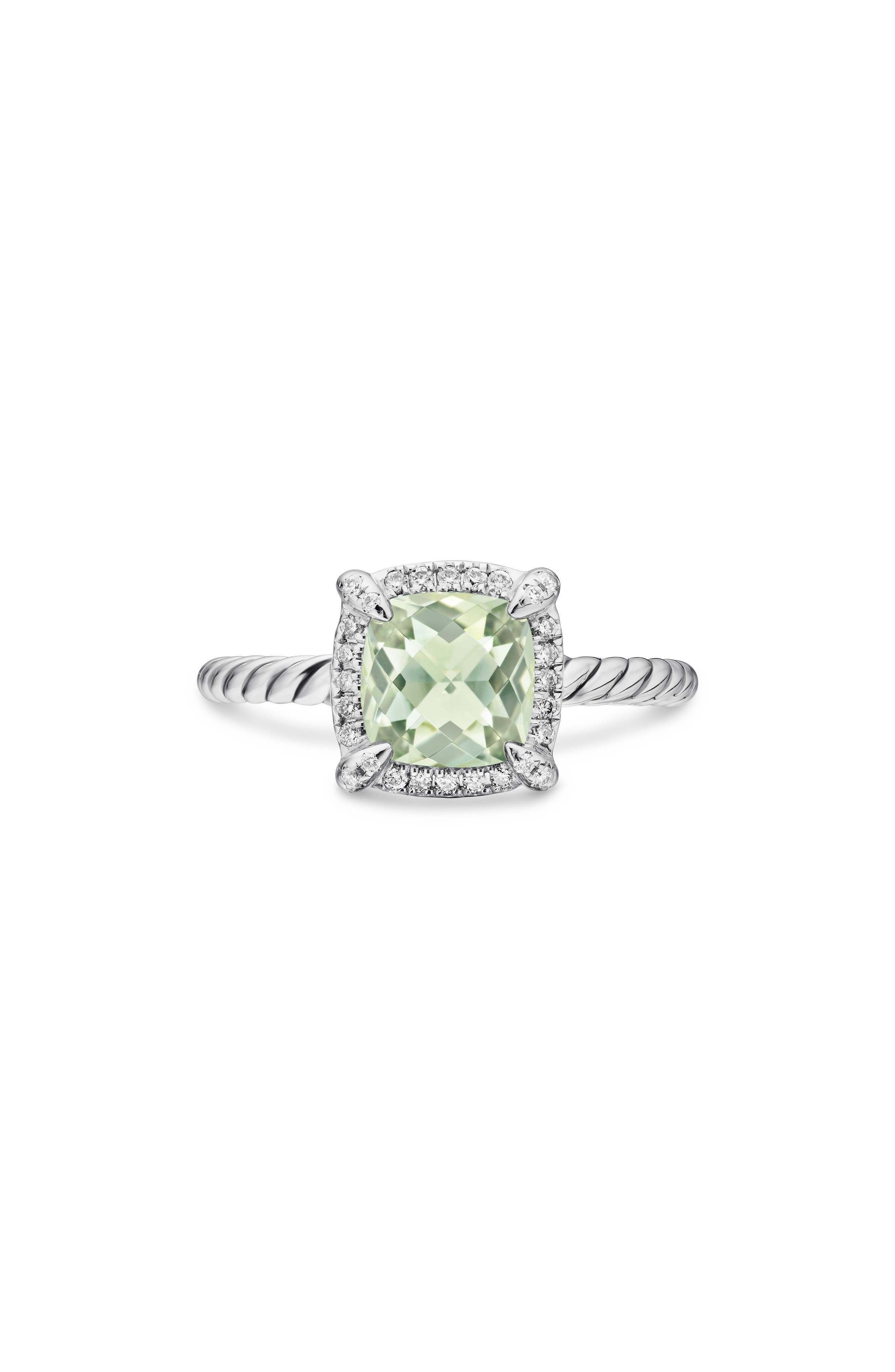 Petite Chatelaine® Pavé Bezel Ring with Semiprecious Stone and Diamonds ...