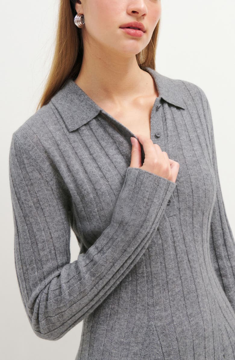 Reformation Walsh Rib Collar Long Sleeve Recycled Cashmere Blend ...