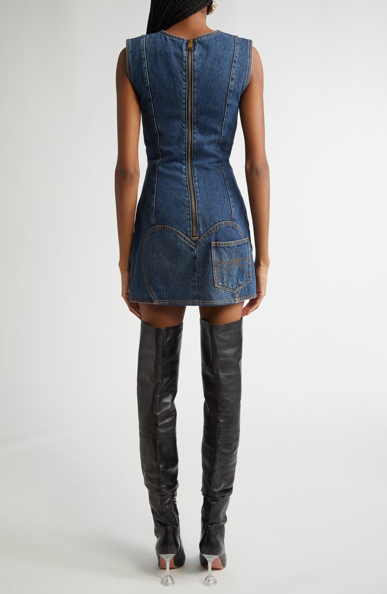 Area Crystal Button Studded Cutout Denim Minidress | Nordstromrack