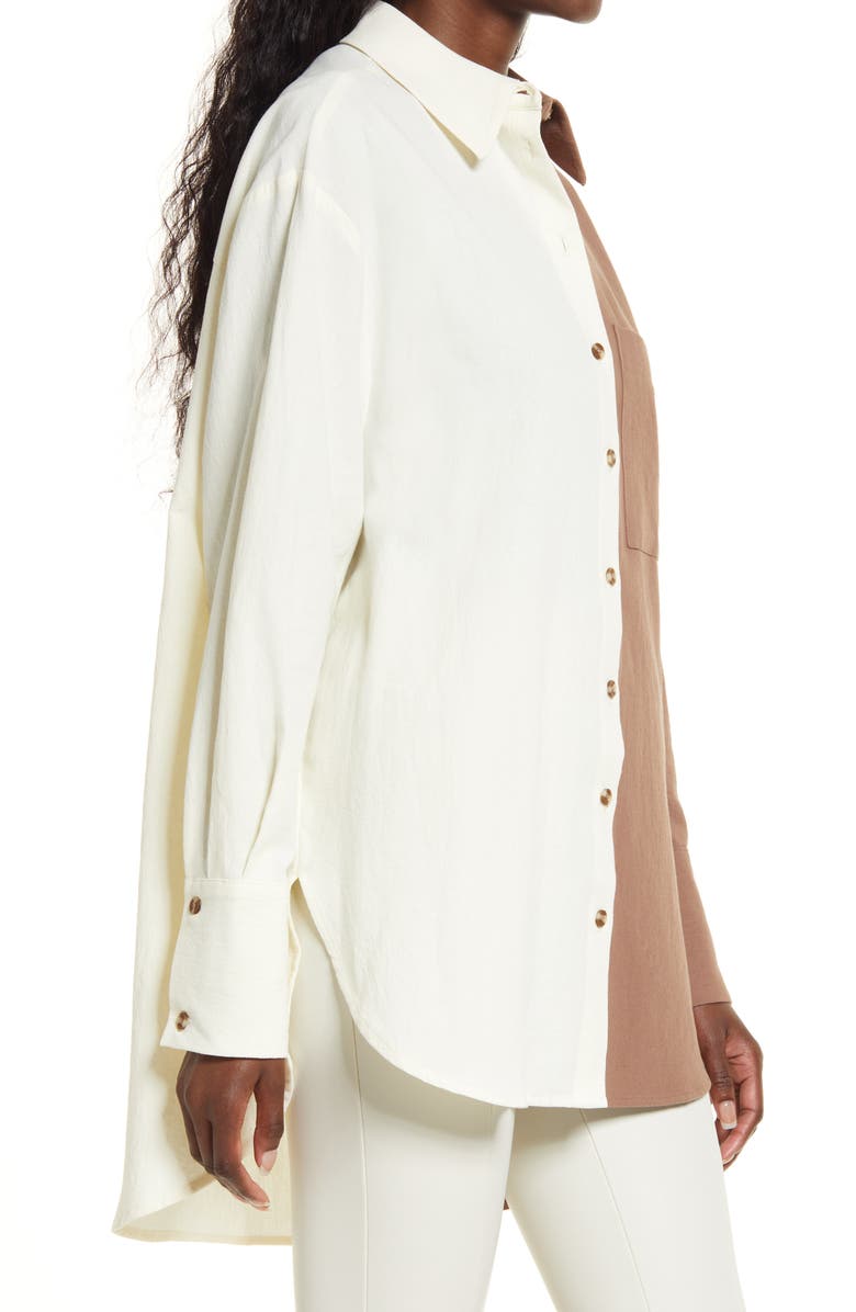 Topshop Oversize Half & Half Button-Up Shirt | Nordstromrack