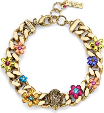 Kurt Geiger London Eagle's Head Floral Curb Chain Bracelet | Nordstromrack
