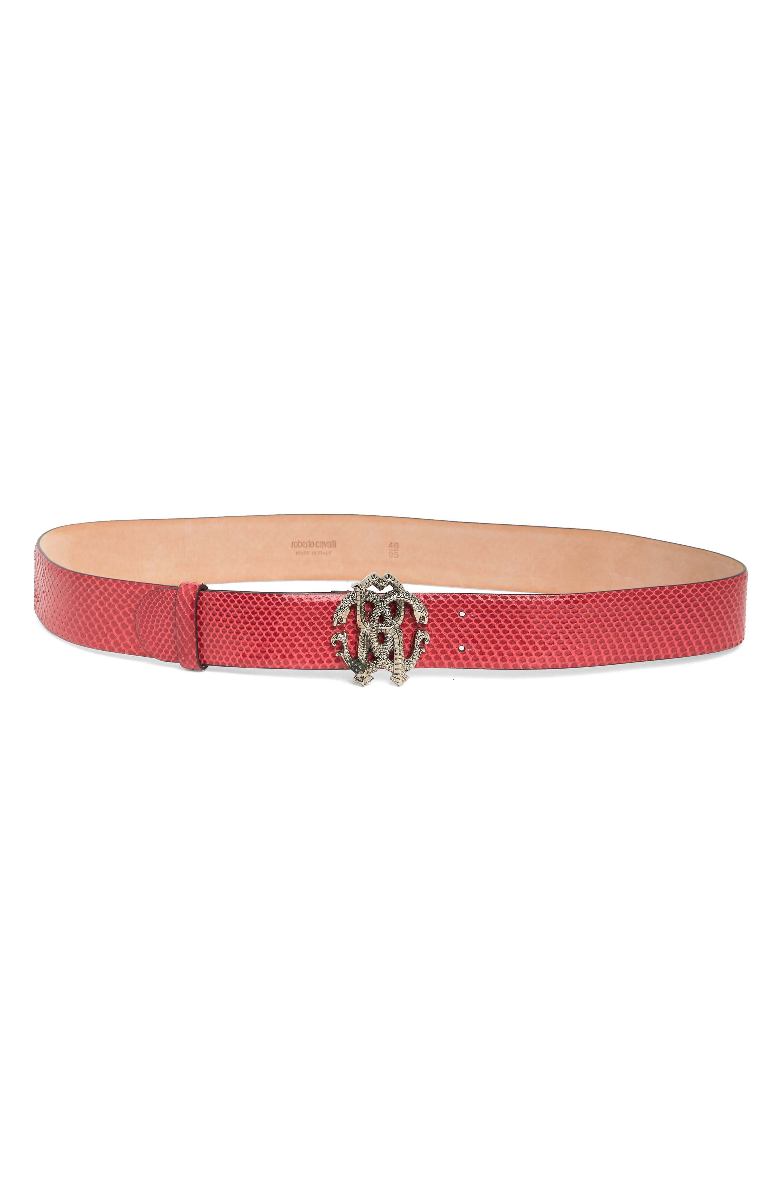 Roberto Cavalli Logo Buckle Leather Belt | Nordstromrack
