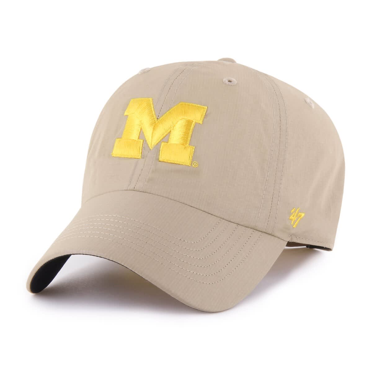 '47 Men's '47 Khaki Michigan Wolverines Clean Up brrr° Adjustable Hat ...