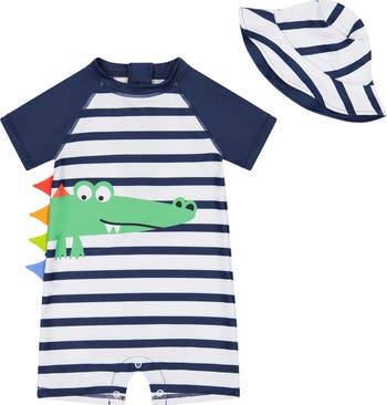 Andy & Evan One-Piece Rashguard Swimsuit & Hat Set | Nordstrom