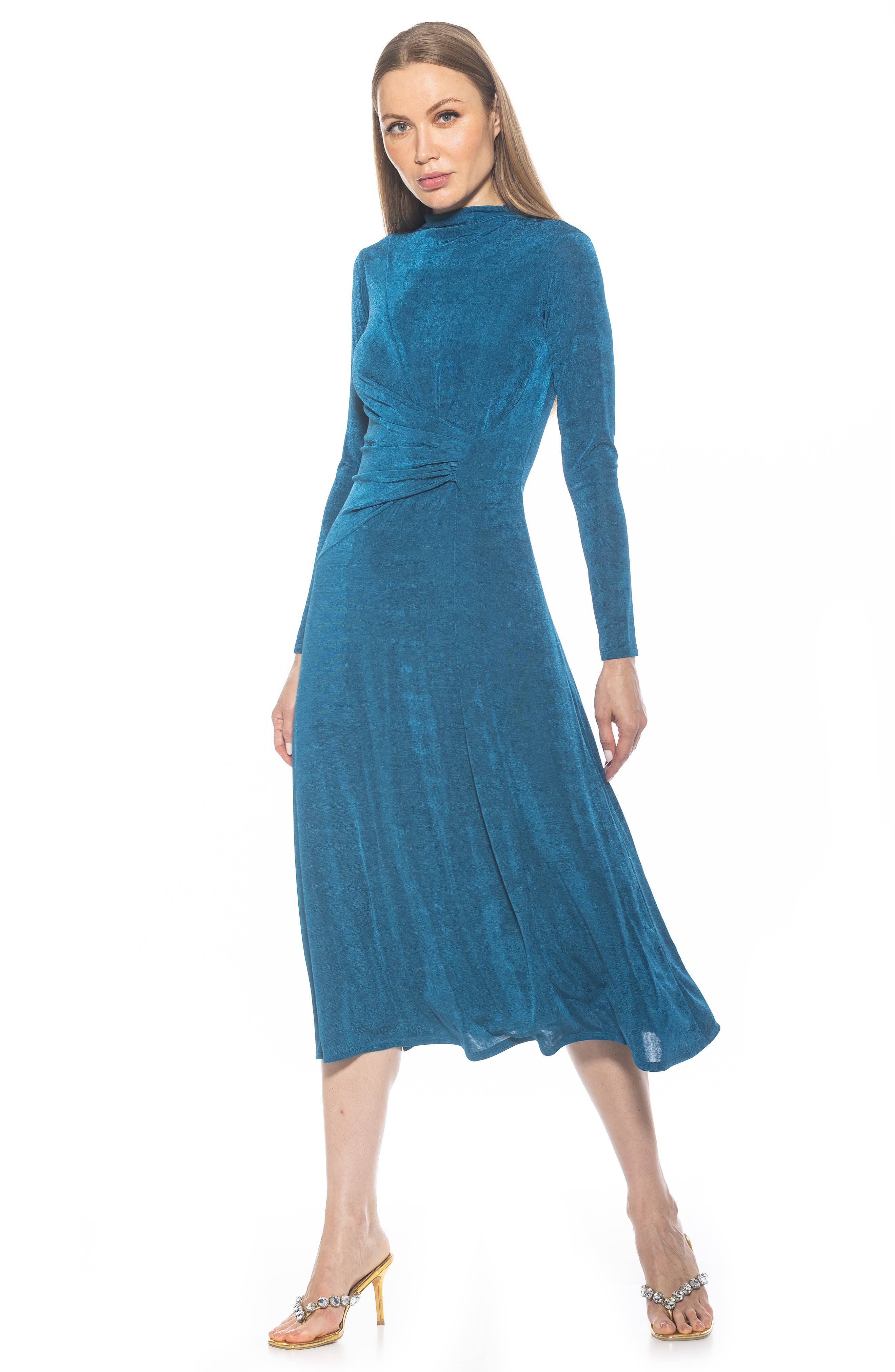Alexia Admor Marla Long Sleeve Draped Midi Dress | Nordstromrack