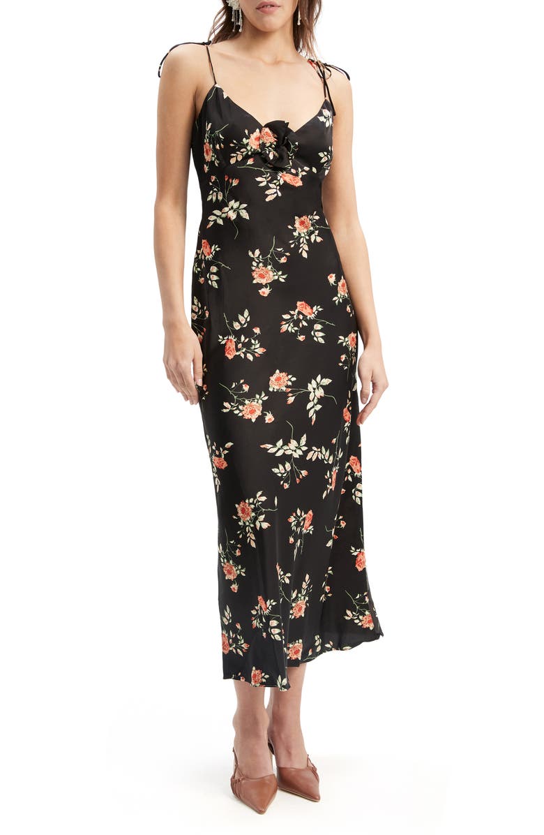 Bardot Andy Floral Rosette Midi Slipdress | Nordstromrack