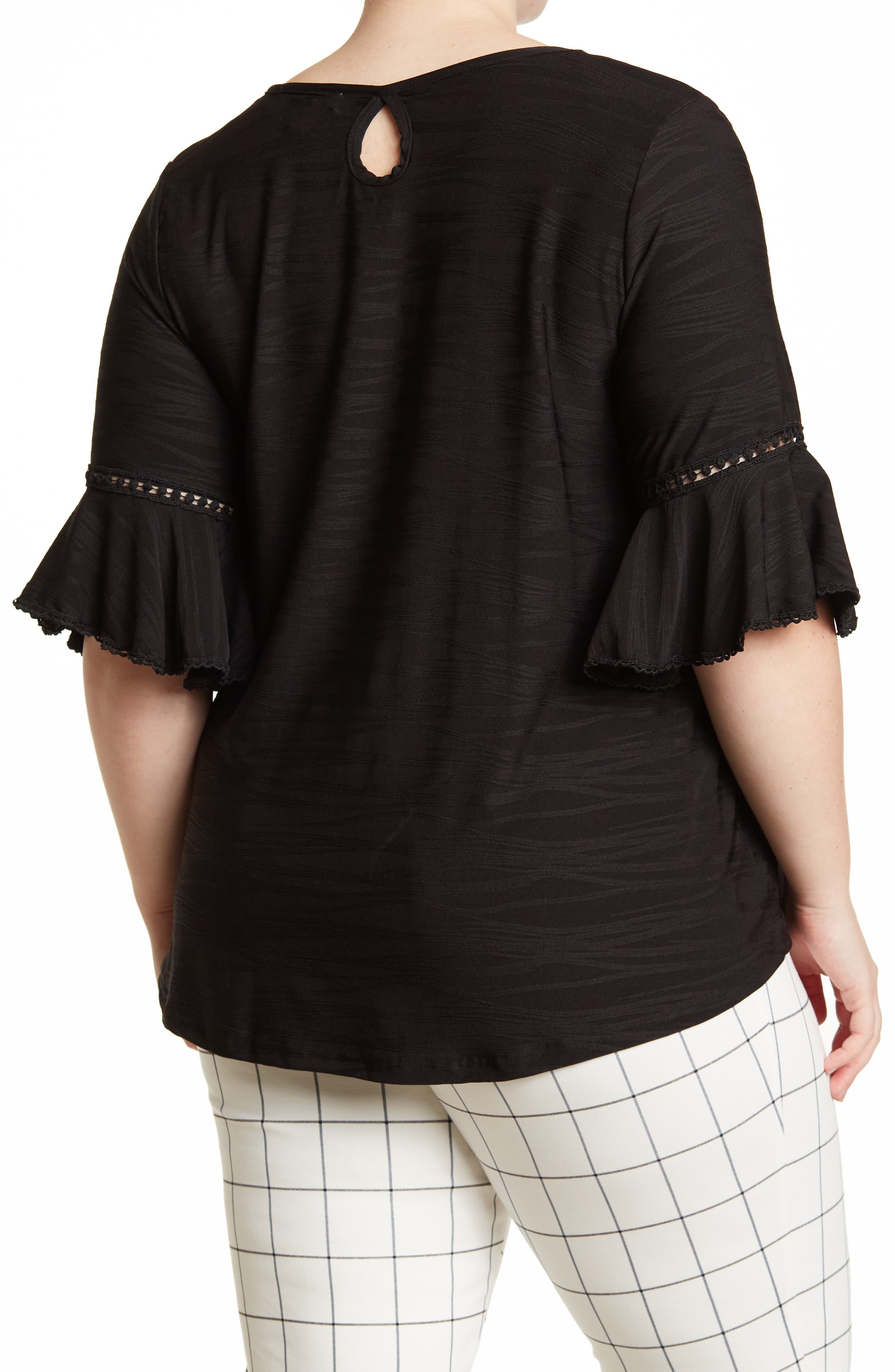 STEM AND VINE Lace Trim Ruffle Sleeve Top | Nordstromrack