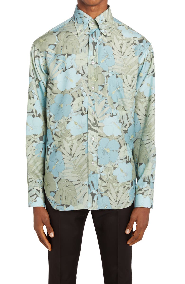 TOM FORD Dusty Hibiscus Fluid Fit Button-Down Shirt | Nordstromrack