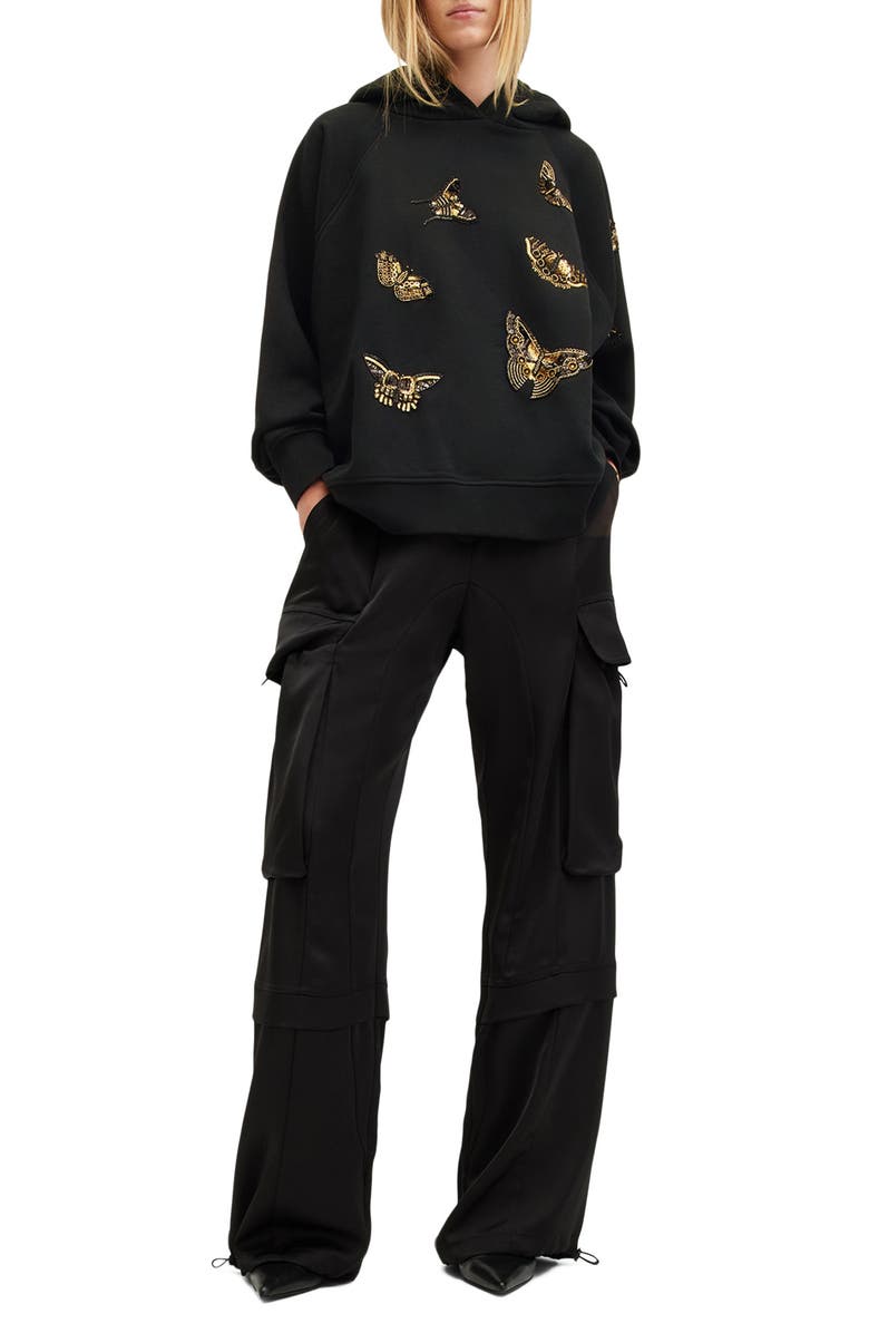 AllSaints Talon Diana Beaded Cotton Blend Hoodie | Nordstrom