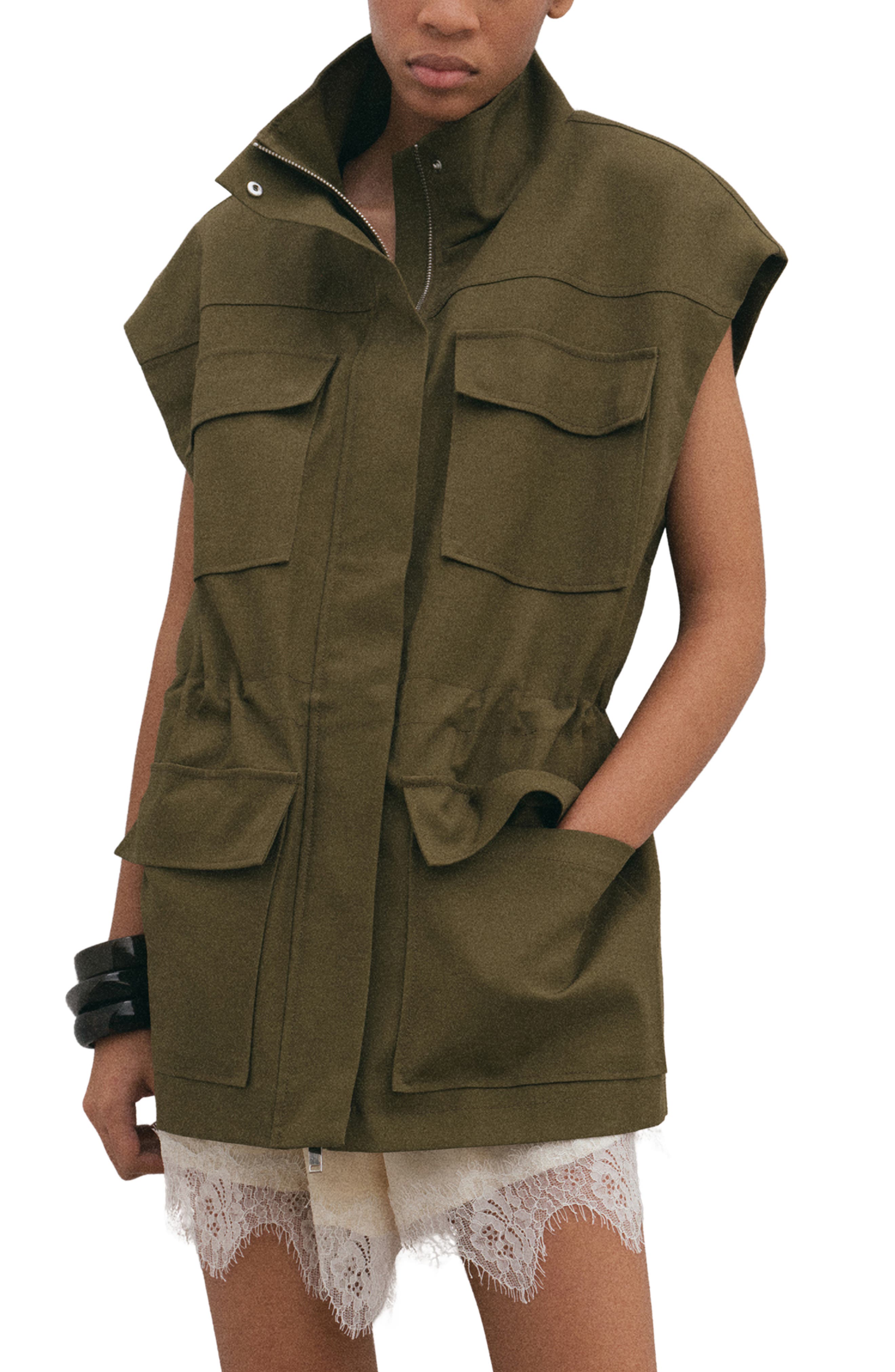 MANGO High Neck Pocket Cotton Vest (Women) | Nordstrom