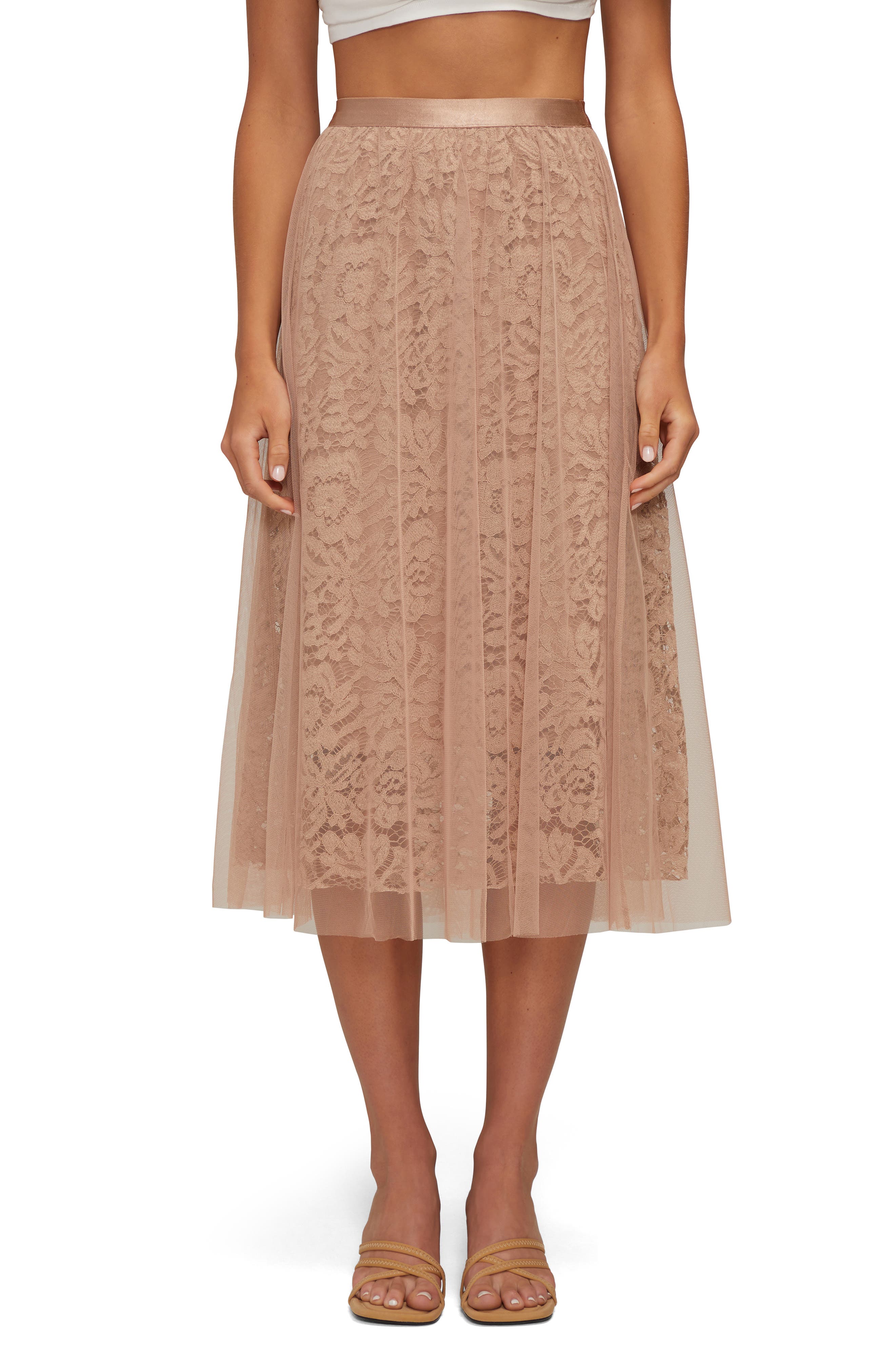 Wildfox Pleated Tulle Midi Skirt | Nordstromrack