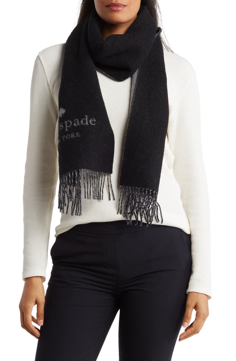 Kate Spade New York logo oblong wool blend scarf | Nordstromrack