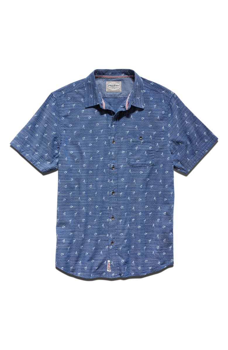 FLAG AND ANTHEM Woodruff Flamingo Print Short Sleeve Button-Up Shirt ...