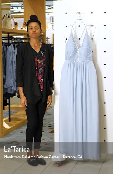 Jenny Packham Pleat Bodice Chiffon A-Line Gown | Nordstromrack