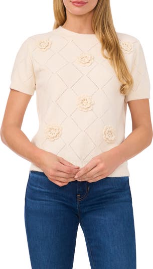 CeCe Flower Appliqué Sweater | Nordstromrack