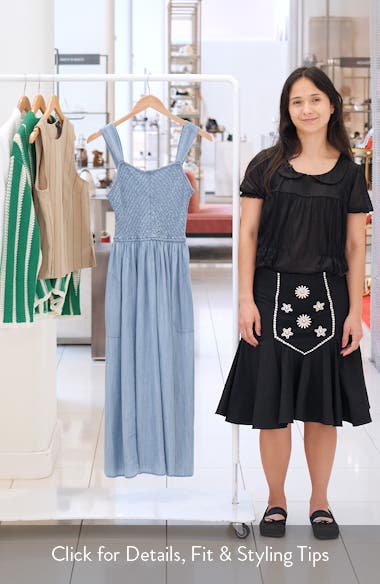 NIC+ZOE Sarah Smocked Chambray Sundress | Nordstrom