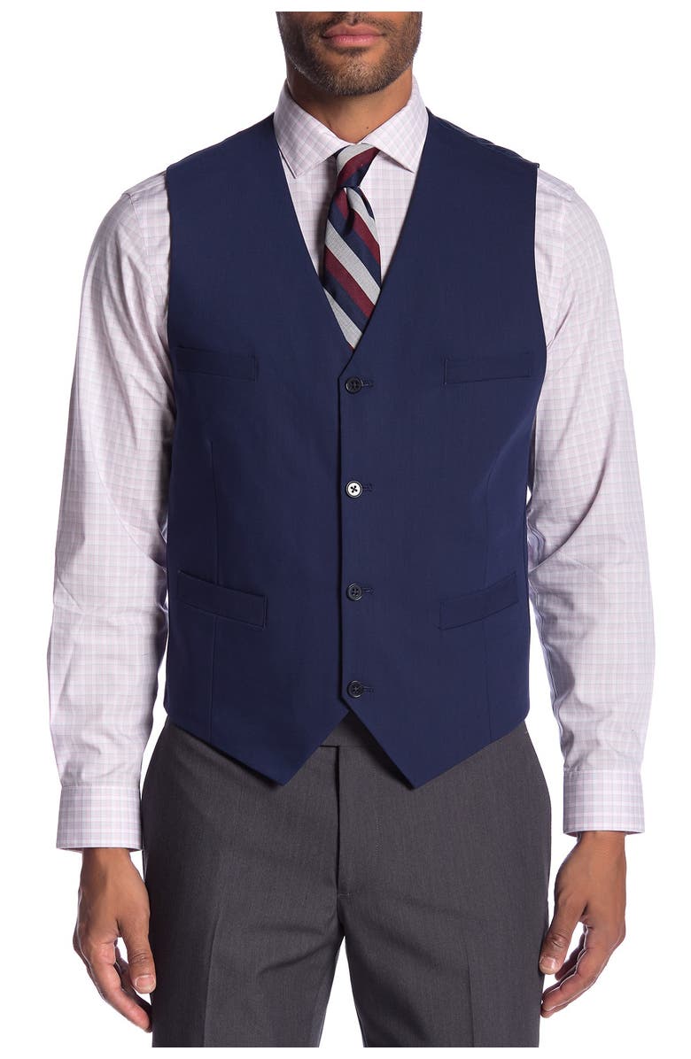 SAVILE ROW CO SAVILE ROW Leeds Blue Solid Bi-Stretch Vest | Nordstromrack