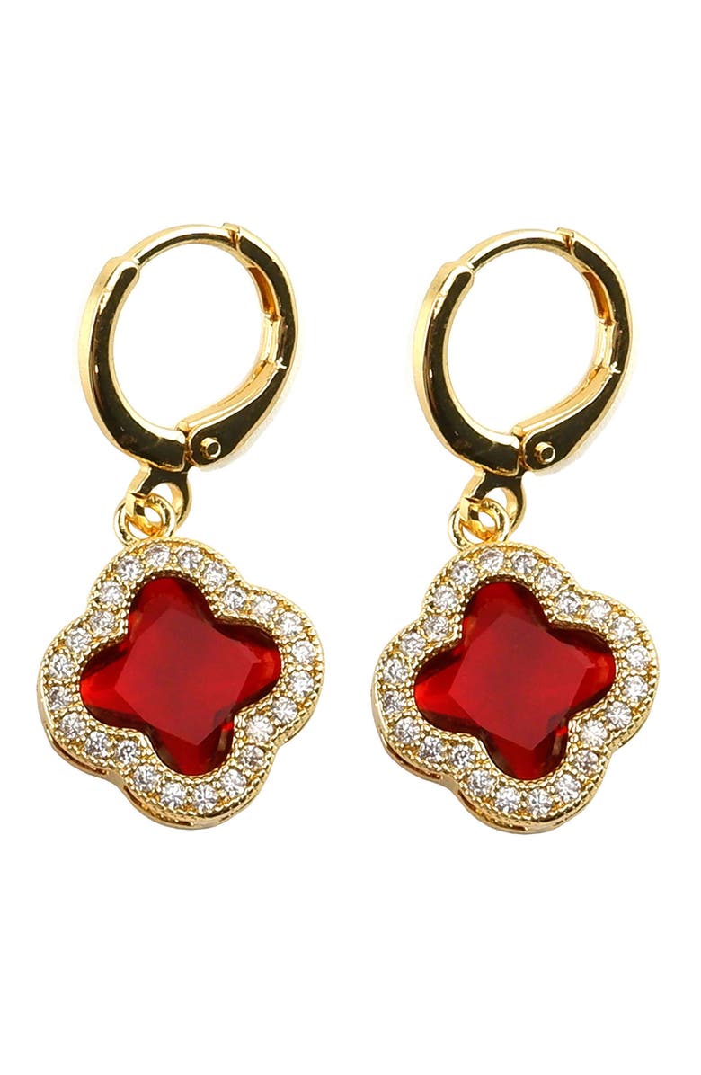 Panacea Red Crystal Clover Huggie Hoop Earrings | Nordstromrack