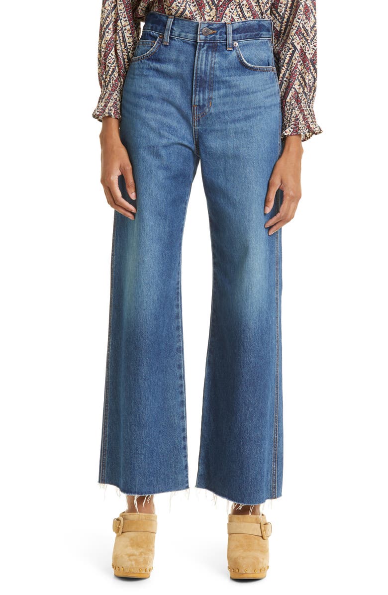 Veronica Beard Taylor Raw Hem High Waist Crop Wide Leg Jeans | Nordstrom