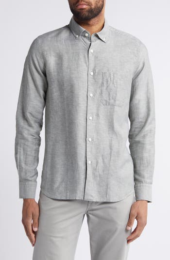 Scott Barber Solid Linen & Lyocell Twill Button-Down Shirt | Nordstrom