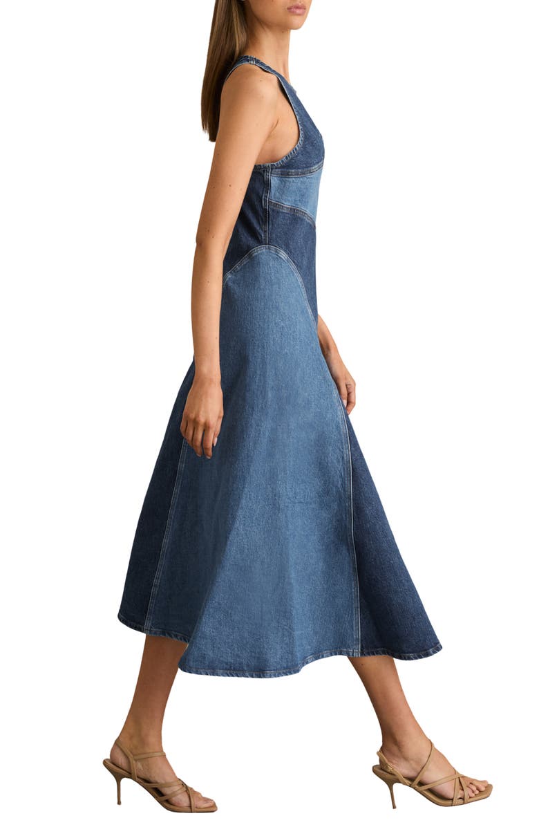 Reiss Wilder Colorblock Denim Panel Midi Dress | Nordstrom