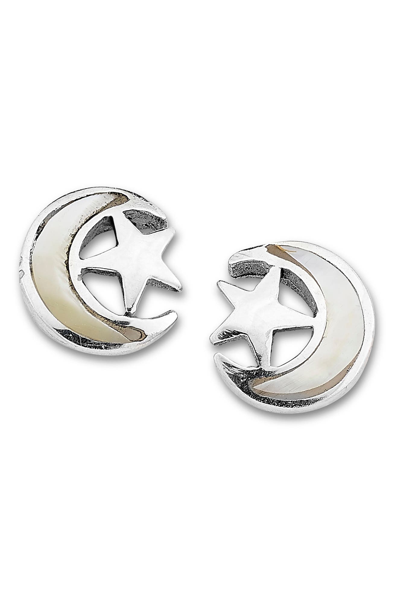 SAMUEL B. Sterling Silver Mother of Pearl Celestial Stud Earrings ...