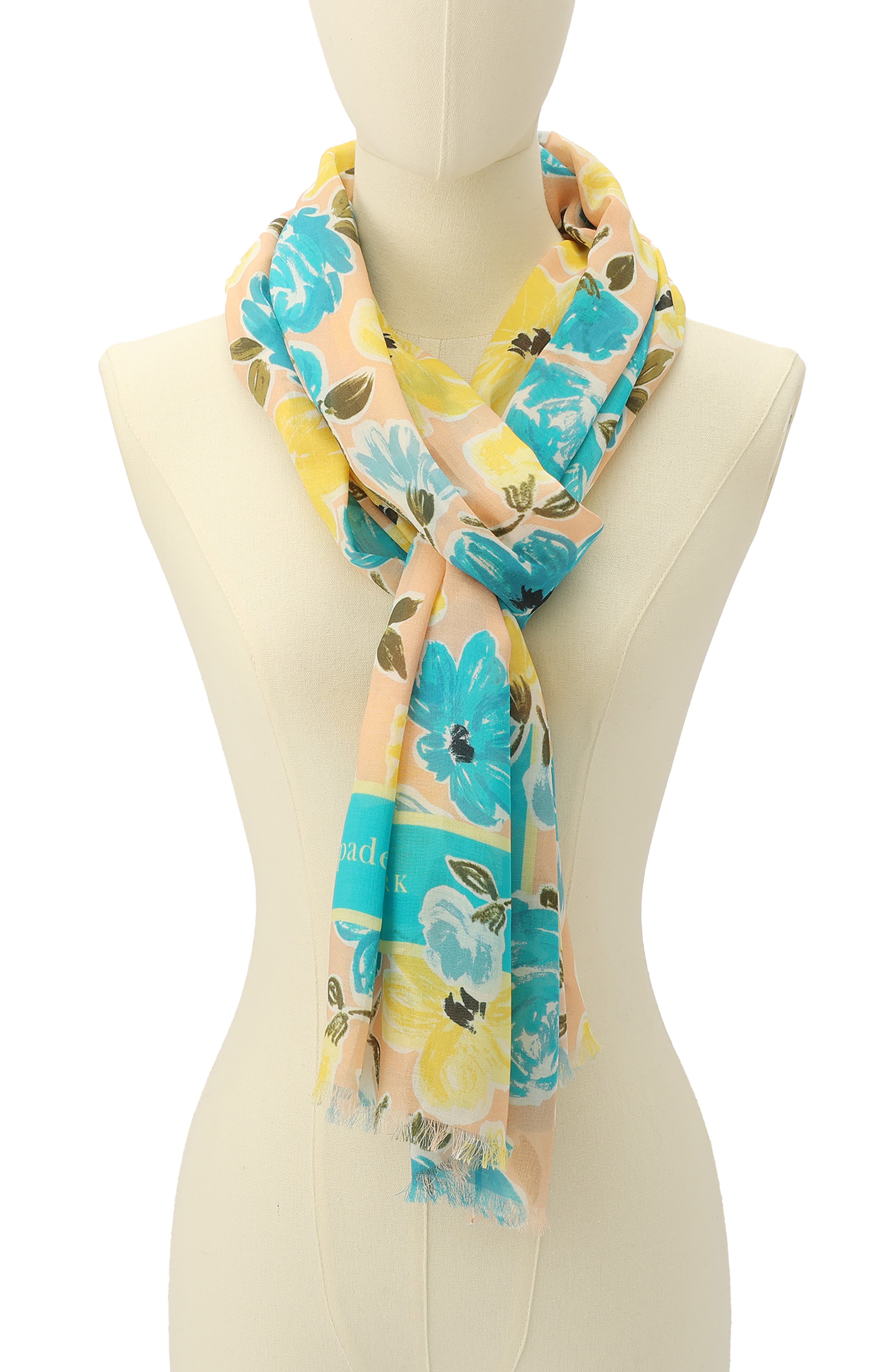 Kate Spade New York spring roses oblong cotton & silk blend scarf ...