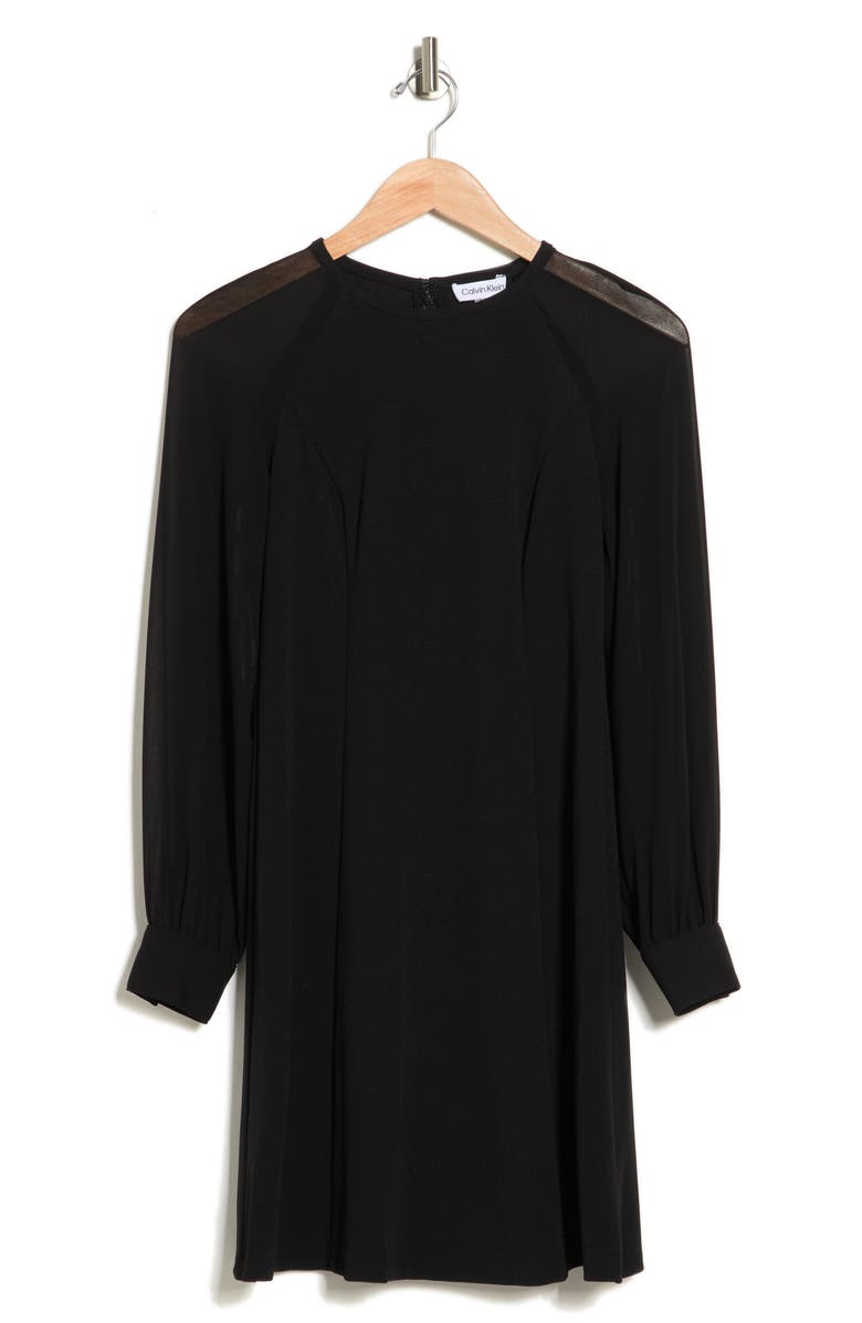 Calvin Klein Long Chiffon Sleeve A-line Dress | Nordstromrack